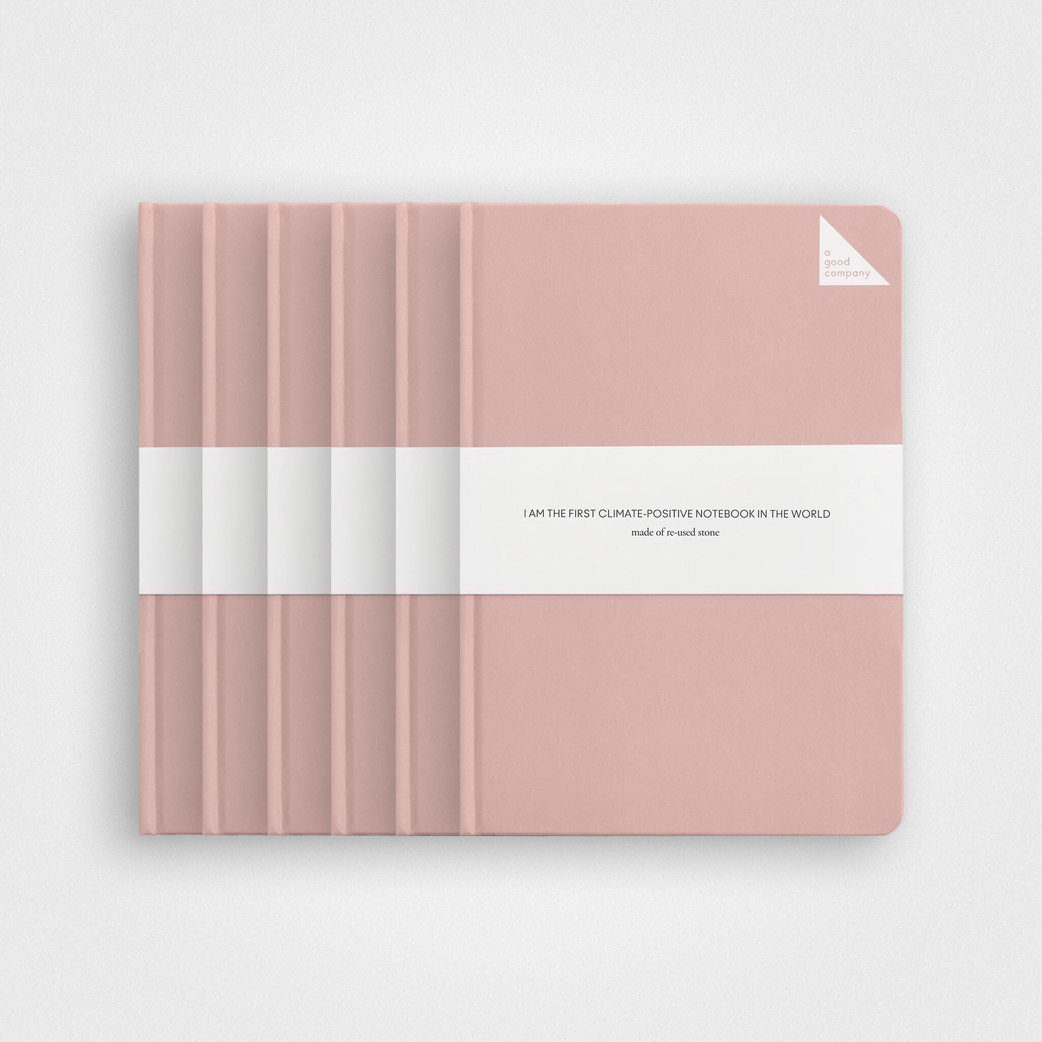 6 Pack Stone Paper Notebook Set︱A5 Hardcover, Dusty Pink